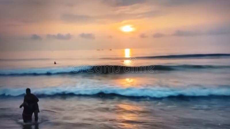 Beautiful Beach Looks Sunset Over the Water Stock Photo - Image of ...