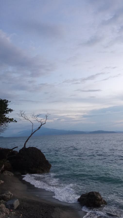 Beautiful Beach and the Mountains and Big Rocks, Beautiful Sea and Tree ...
