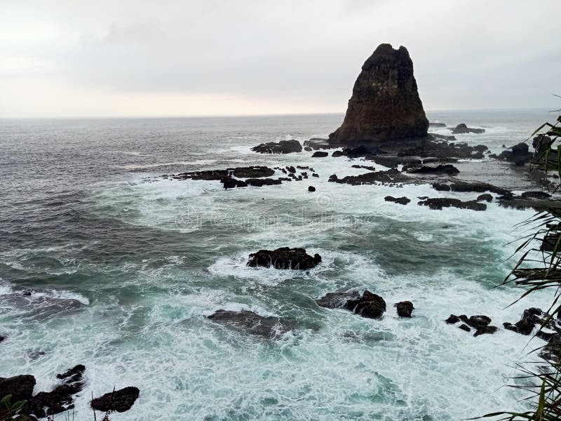 A Beautiful Beach Named Papuma at Jember Stock Image - Image of beach ...