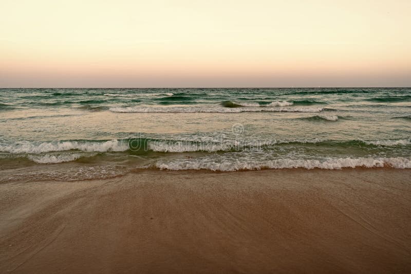 Beautiful Beach with Ocean Water Waves and Sky Horizon Stock Image ...