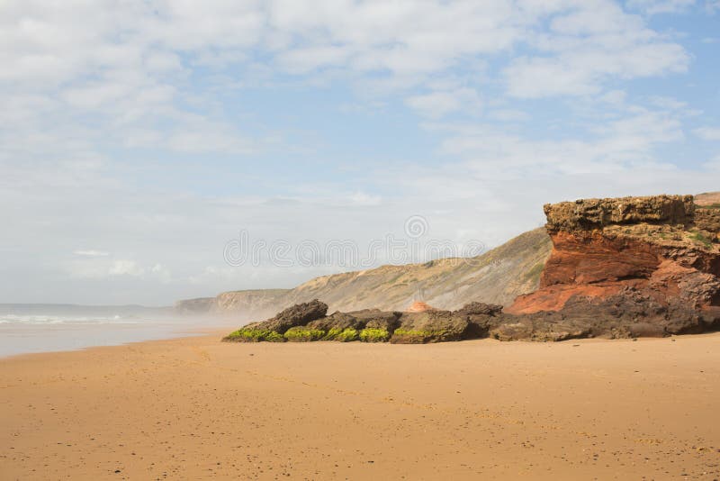 Beautiful Beach in Portugal on a Sunny Day Stock Image - Image of shore ...