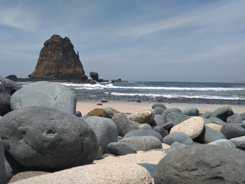 Beautiful Beach Rocks with Accompanying Sea Waves Stock Photo - Image ...