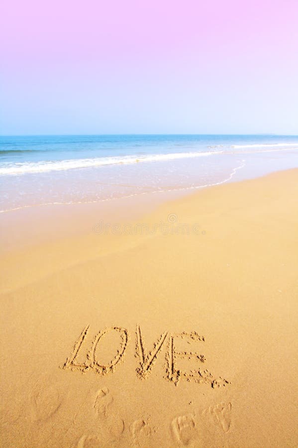 Beautiful Beach with Sand, Blue Waves and Sky Stock Photo - Image of ...