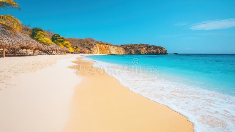 Beautiful Beach Scene Featuring White Sand, Blue Water, and a Stunning ...