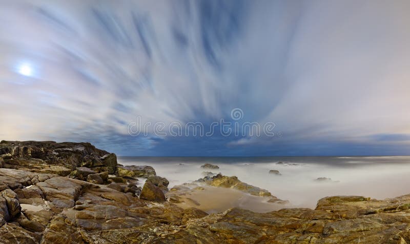 Beautiful Beach Scene at Night, that Bright Spot in the Sky is the Moon ...
