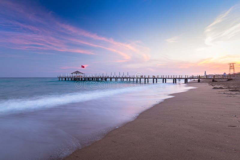 Beautiful Beach Scenery on Turkish Riviera at Sunset, Side Stock Photo ...