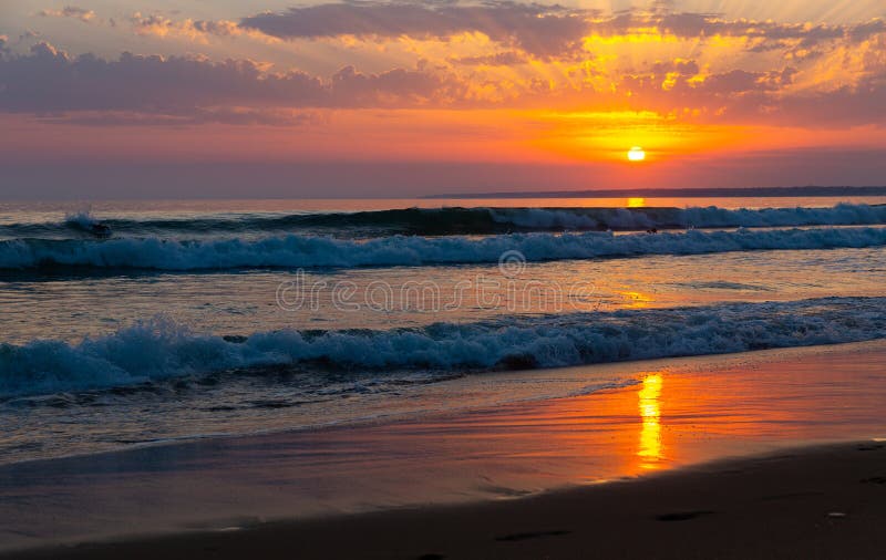 Beautiful Beach Scenery with Waves and Sandy Beach Stock Photo - Image ...