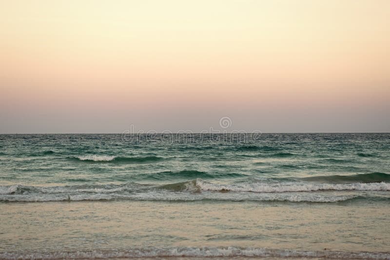 Beautiful Beach with Sea Water Waves and Sky Horizon Stock Image ...