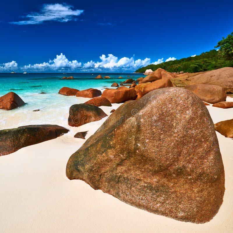 Beautiful Beach at Seychelles Stock Photo - Image of stone, nature ...
