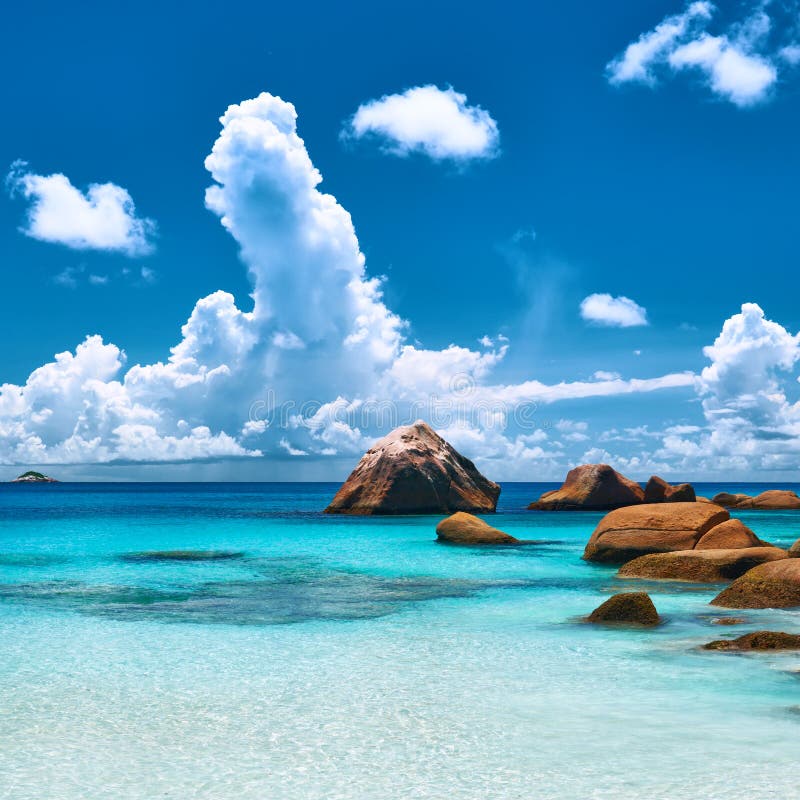 Beautiful Beach at Seychelles Stock Photo - Image of anse, idyllic ...