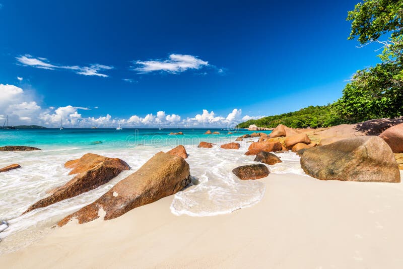 Beautiful Beach at Seychelles Stock Image - Image of crystal, idyllic ...
