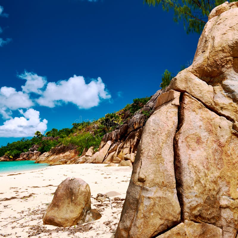 Beautiful Beach at Seychelles Stock Photo - Image of rock, cloud: 49911260