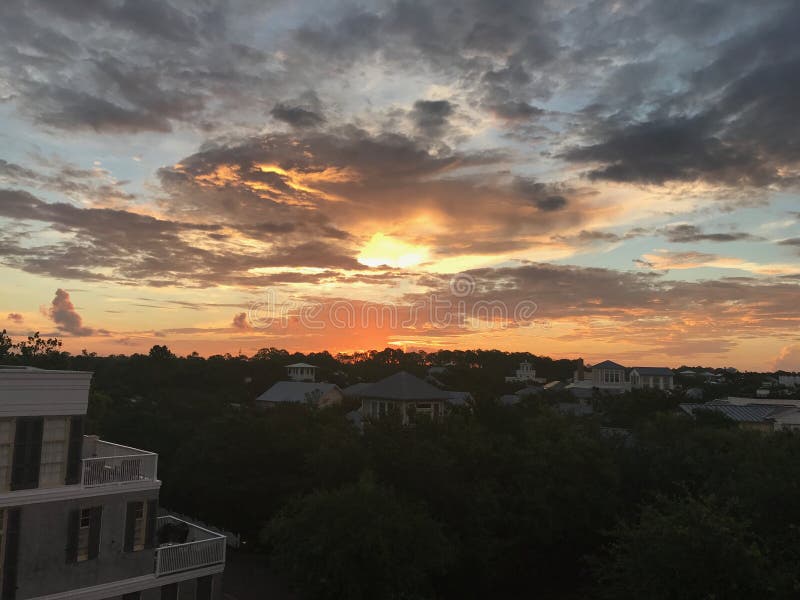 High Contrast Beach Town Sunset Stock Photo - Image of water, beautiful ...