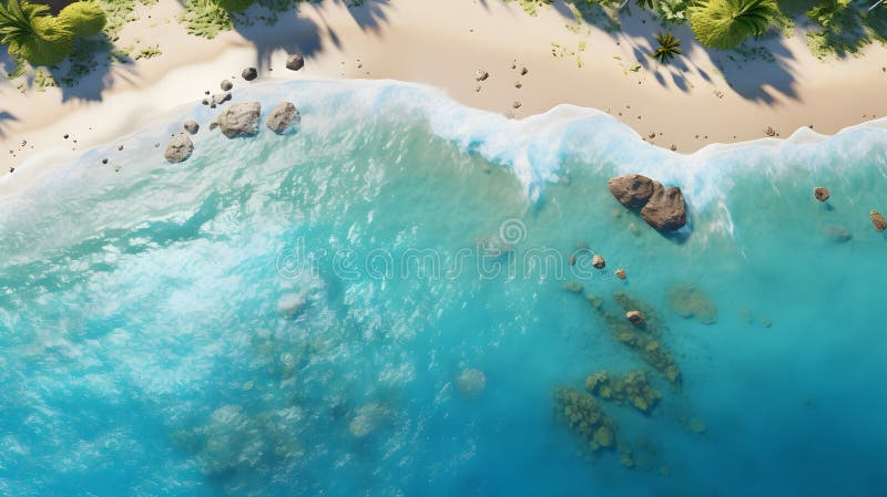 Beautiful Beach and Tropical Sea. Neural Network AI Generated Stock ...