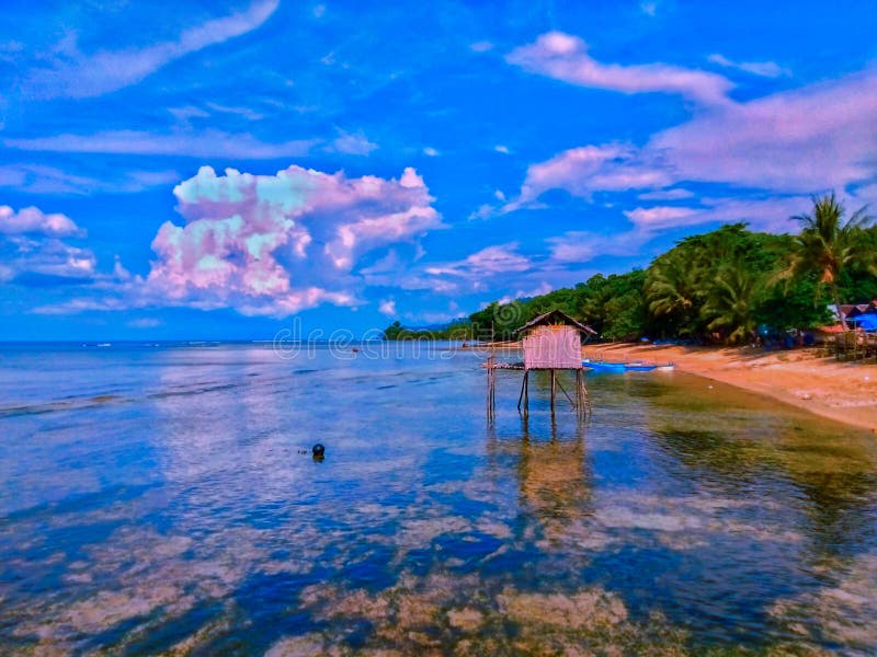 Beautiful Beach View with Hot Weather Makes the Sky Clear Stock Image ...