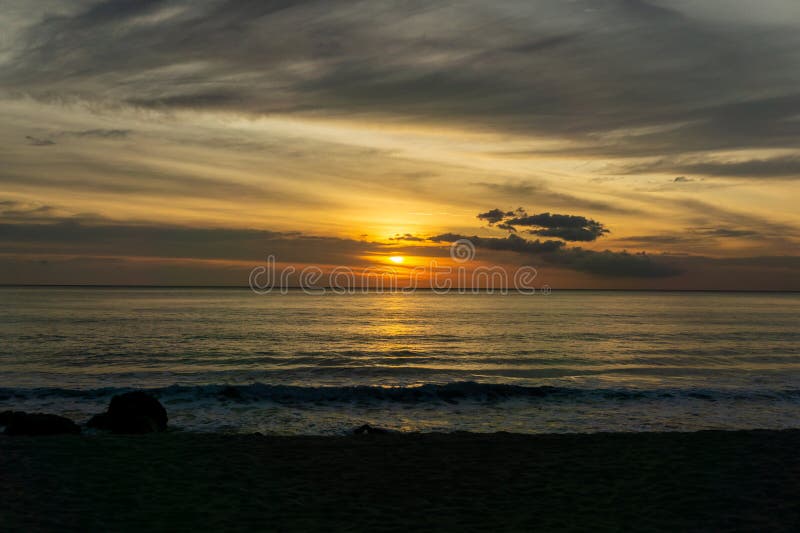 Beautiful Beach View. Sea Landscape at Sunset Stock Image - Image of ...