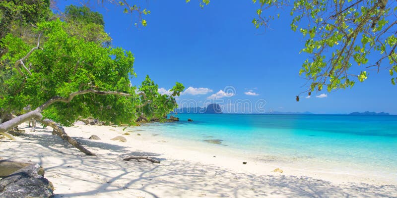 Beautiful Beach with White Sand Stock Image - Image of exotic, luxury ...