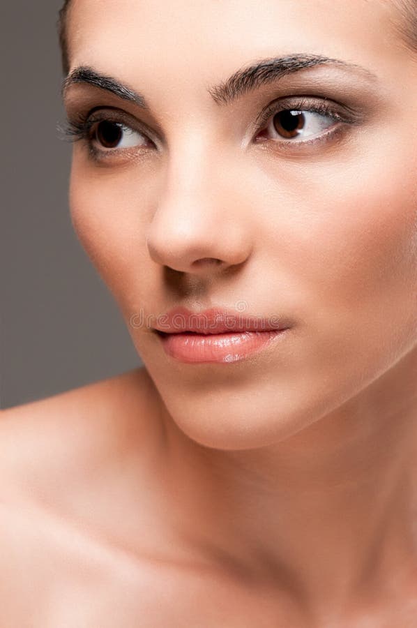 Side View Female Model Face with Perfect Make-up Stock Image - Image of ...