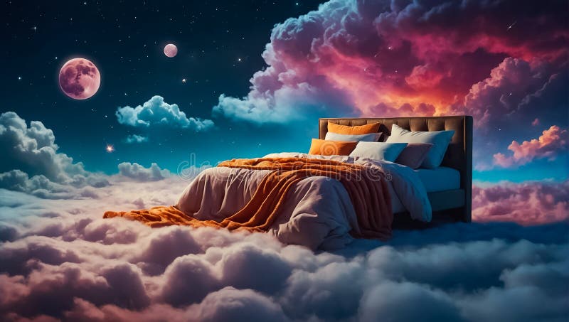 Beautiful Bed in the Clouds Relaxing Serenity Fantasy Relaxation Design ...