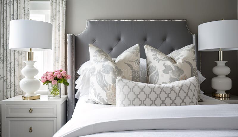 Beautiful Bedroom, a White Bedside Table, and a Mix of Patterned ...