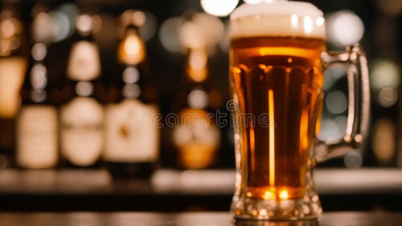 Beer Glass Isolated on Warm Dark Background with Ample Space for ...