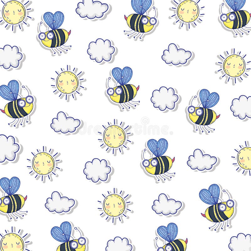Beautiful Bees Flying Pattern Stock Vector - Illustration of happy ...