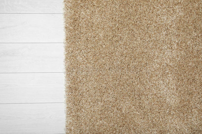 Beautiful Beige Carpet on Floor, Top View. Space for Text Stock Image ...