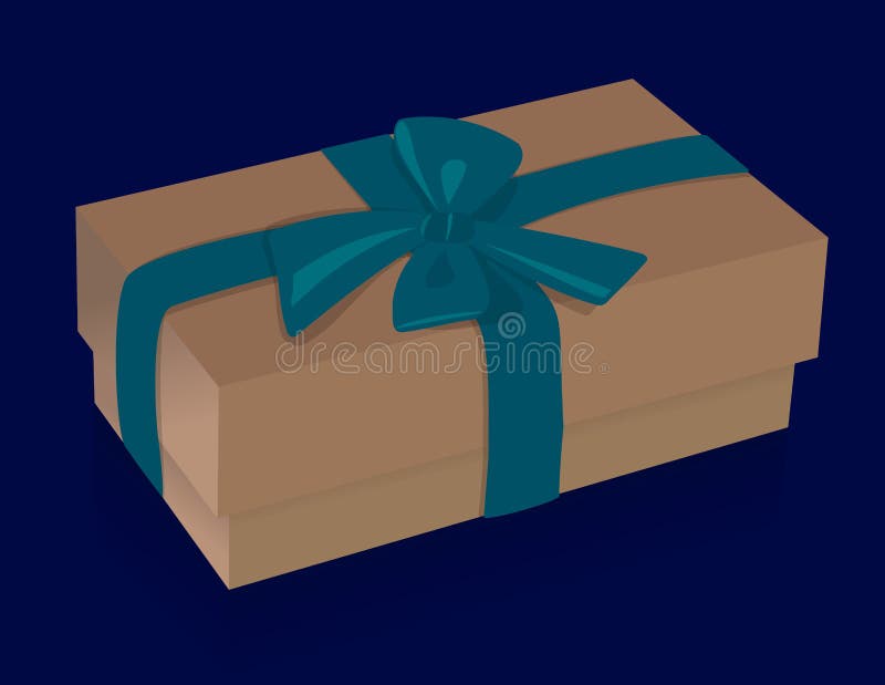 Beautiful Beige Gift Box with Purple Bow on Blue Background Stock ...