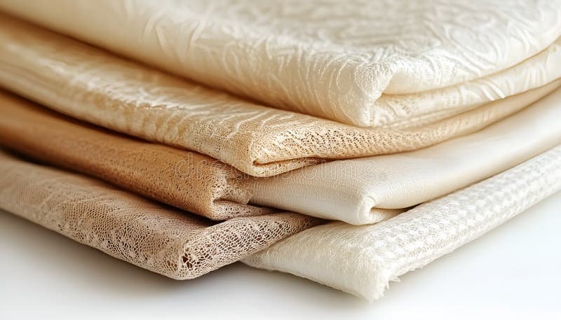 Beautiful Beige Lace on Color Fabrics, Closeup Stock Photo - Image of ...