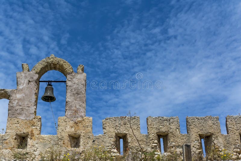 Beautiful bell in old arch stock image. Image of blue - 118716767