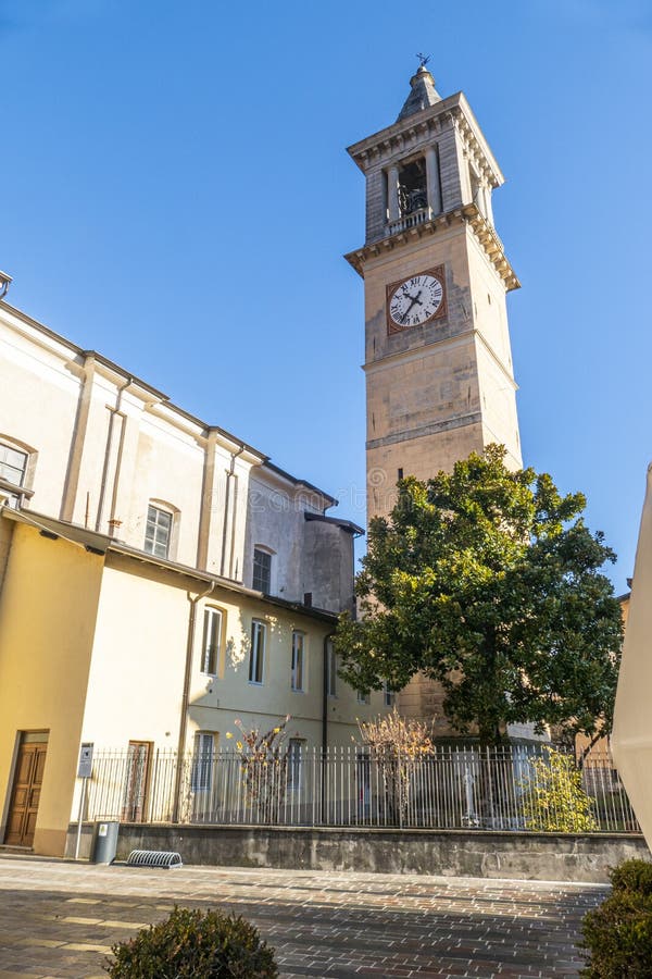 A Beautiful Bell Tower in Porlezza Stock Image - Image of walk ...