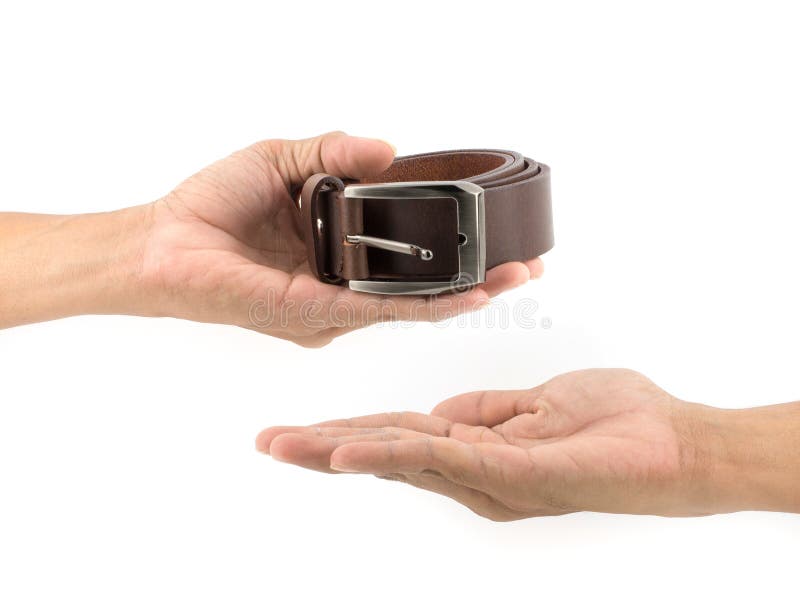 Beautiful belt in hand. stock photo. Image of shiny, white - 96016322