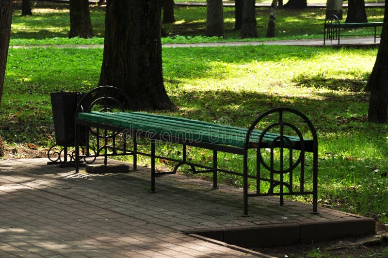 Beautiful Bench in the City Park. Stock Photo - Image of garden, nature ...