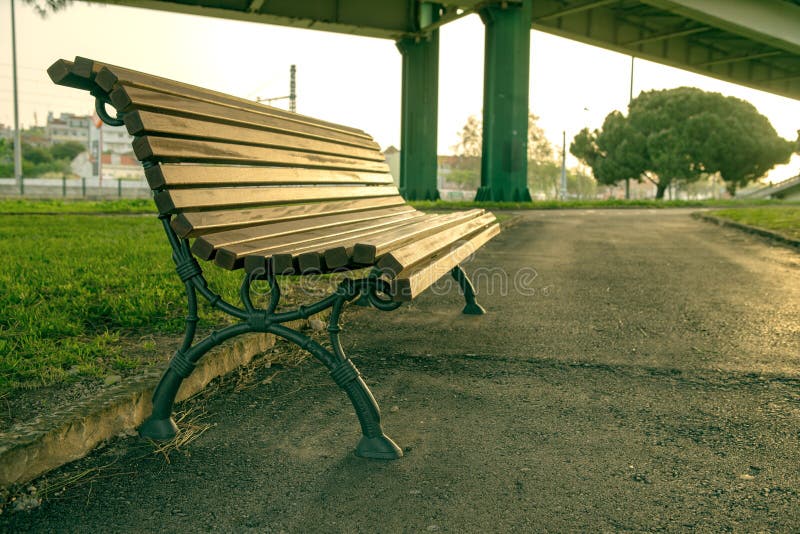 Beautiful Bench in the Park. Spring Sunny Day Stock Photo - Image of ...