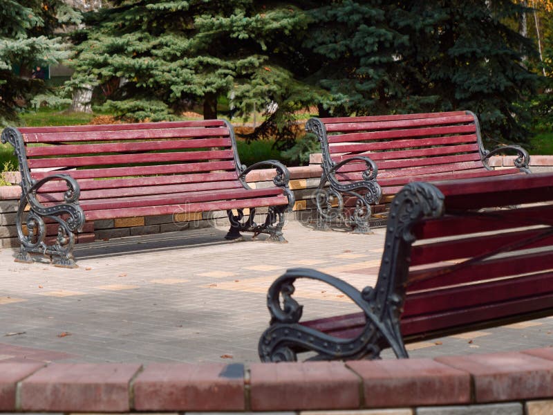 Beautiful Benches in a City Square. Gomel, Belarus Stock Photo - Image ...