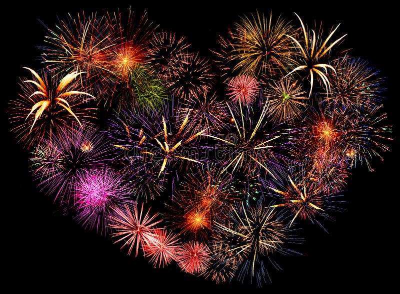 Beautiful Big Firework Heart Stock Photo - Image of background, bright ...