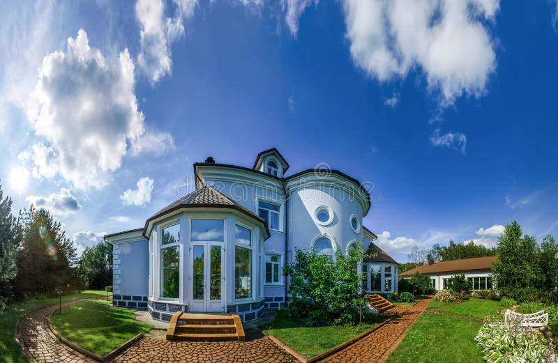Beautiful Big House in Retro Style, Architectural Concept Stock Photo ...