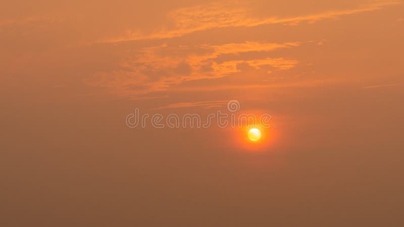 Beautiful Big Orange Sun at Sunset Sky. Orange Sky Cloud and Sun Stock ...