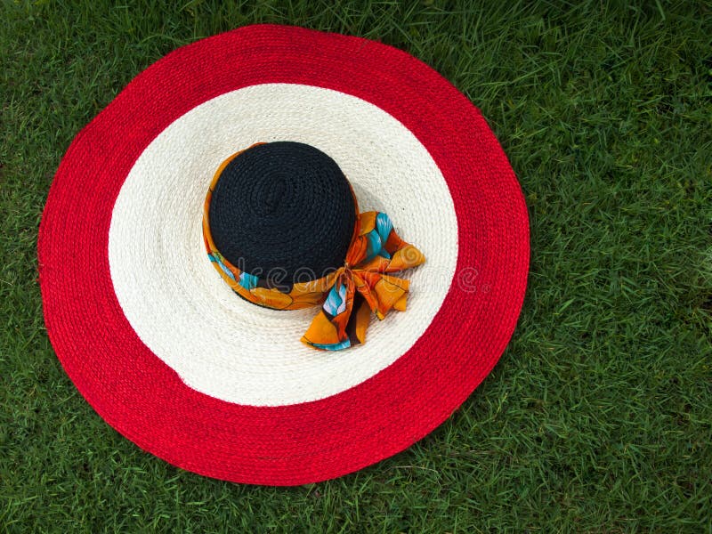 Beautiful Big Round Straw Hat Stock Image - Image of summer, female ...