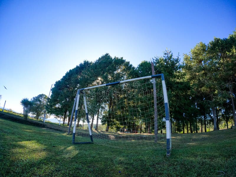 Beautiful and Big Soccer Goal in the Middle of the Forest Stock Photo ...