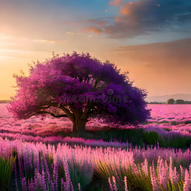 Beautiful Big Tree - Ai Generated Image Stock Illustration ...