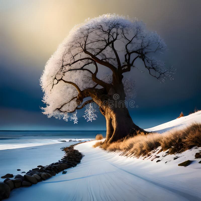 Beautiful Big Tree - Ai Generated Image Stock Illustration ...