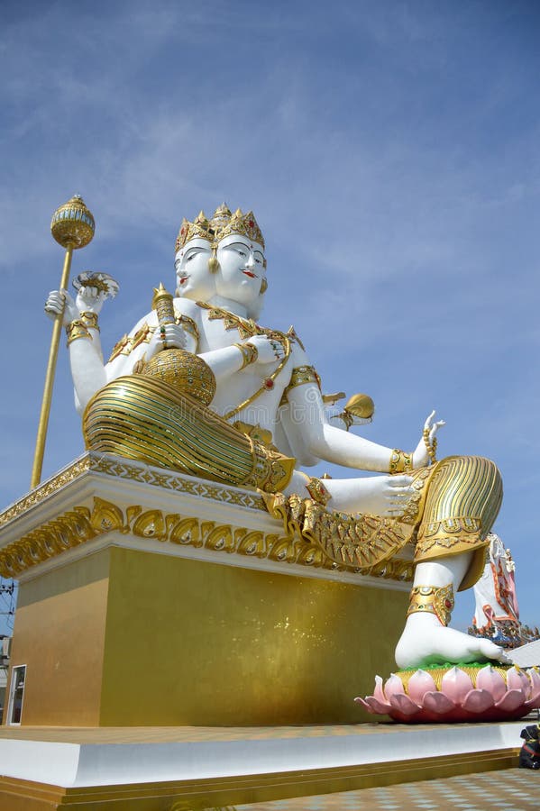 Beautiful Big White Statue of Brahma Stock Photo - Image of culture ...