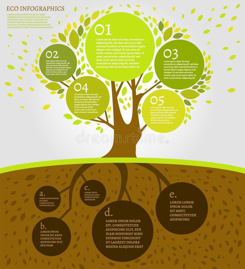 Beautiful Bio Infographics with Tree and Underground Area Stock Vector ...