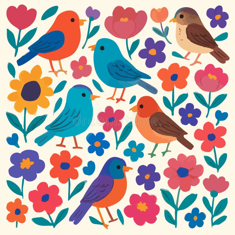 Beautiful Bird Background Print Design in Vector Stock Illustration ...
