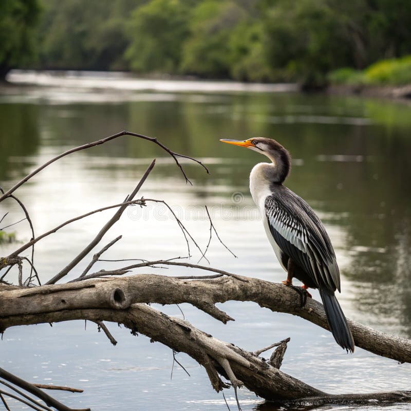 A beautiful bird on river stock illustration. Illustration of nature ...