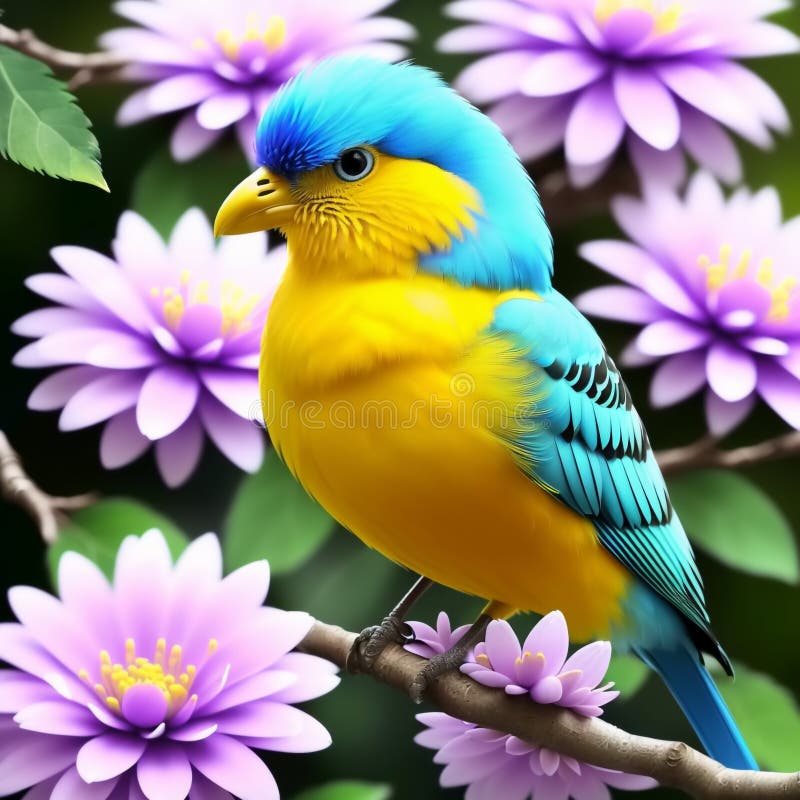 Beautiful Birds on Branch. Generative AI Stock Illustration ...