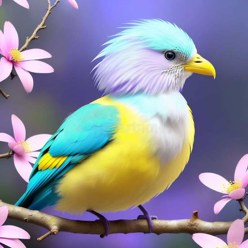 Beautiful Birds on Branch. Generative AI Stock Illustration ...