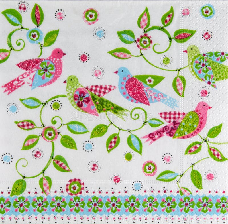 Beautiful Birds Pattern on Napkin Stock Image - Image of beautiful ...