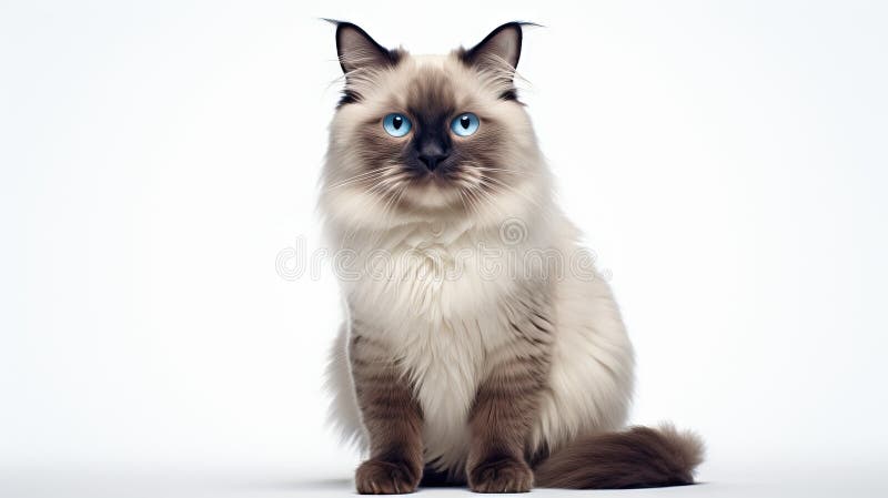 Beautiful Birman Cat Breed on White Background AI Generated Stock ...